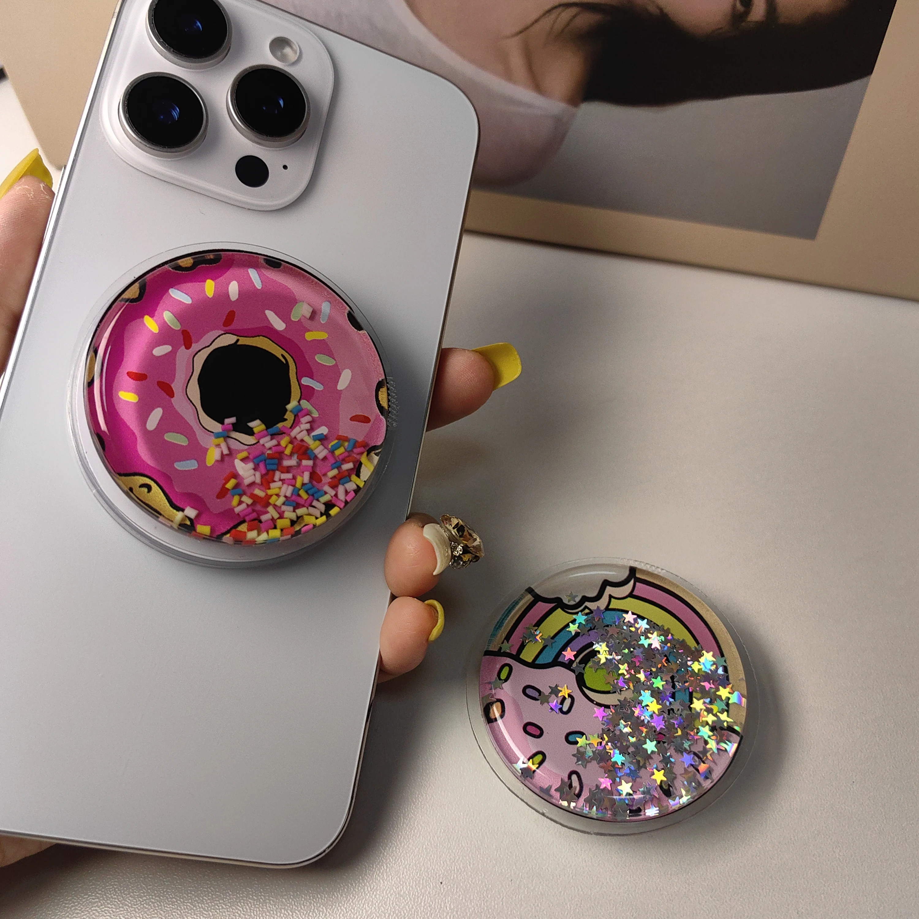 Korean Cute Soft Blingbling Donut Phone Holder Griptok Support For ...