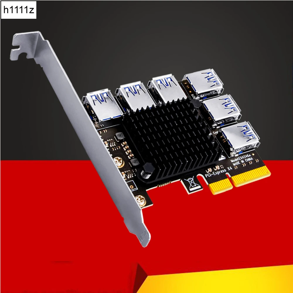 PCI-Express-multiplicador-PCIE-de-1-a-6-USB-3-0-adaptador-de-tarjeta ...