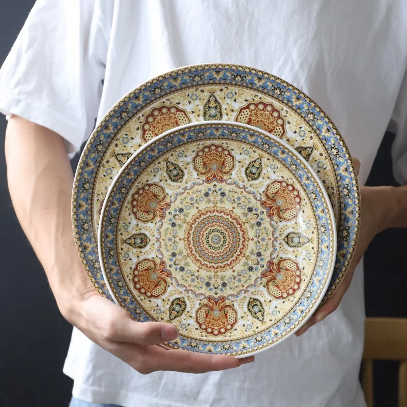 Bohemian Style Porcelain Dinner Plates Dishes Plates Set Steak Food ...