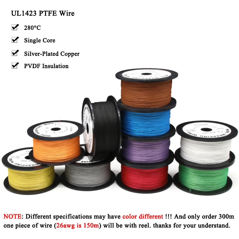 5/10/50m Ul1423 Ptfe Silver Plated Copper Wire 38/36/34/30/28/26awg ...
