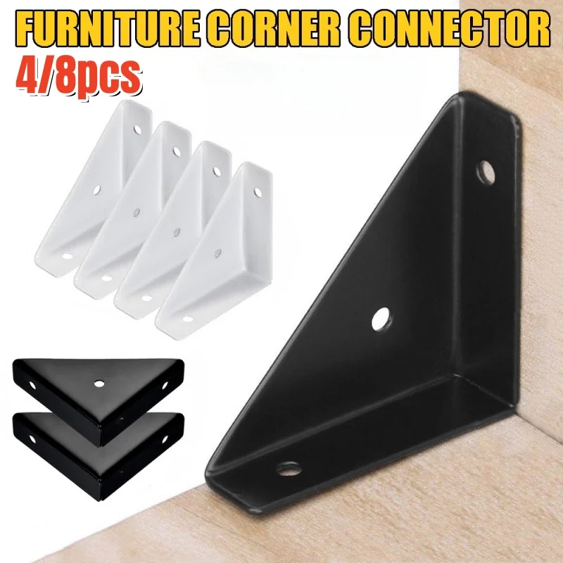 4/8 pcs white/black heavy-duty steel angle brackets,90° right angle ...