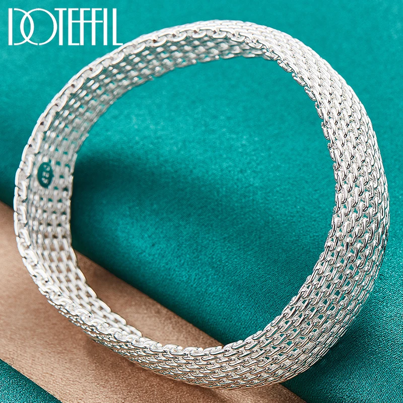 DOTEFFIL Genuine 925 Sterling Silver Braided Bangle For Women Man ...