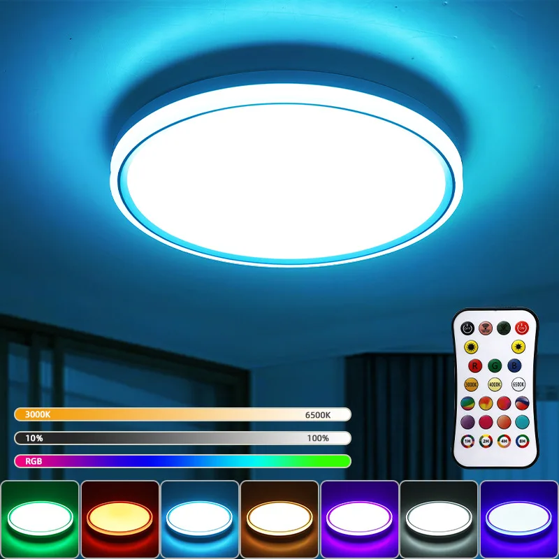 LED-Ceiling-Light-Circular-Bedroom-Living-Room-Remote-Control-RGB-Seven ...