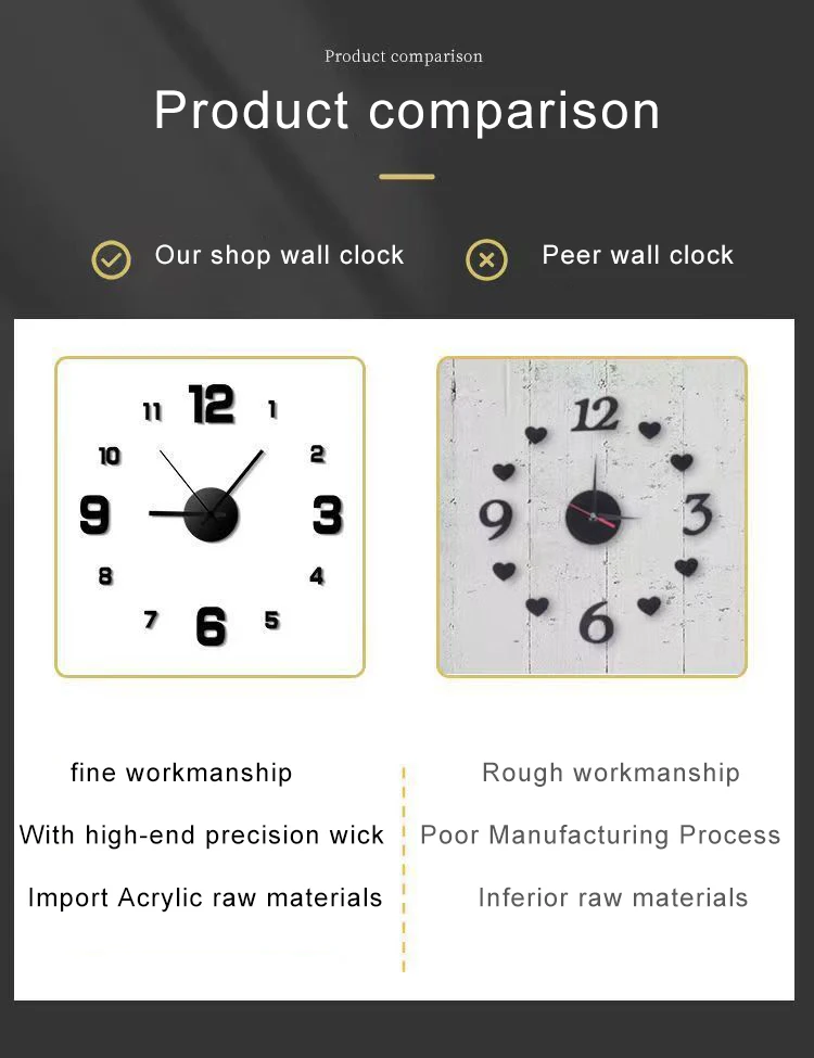 3d Wall Clock Luminous Frameless Wall Clocks Wall Stickers Silent Clock For Home Living Room ...