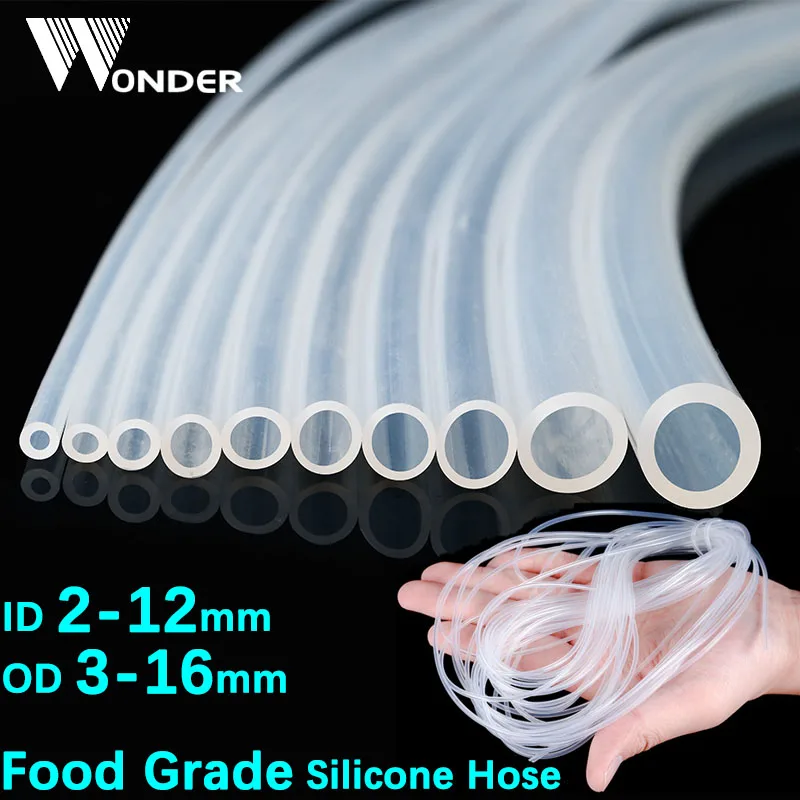 1/2/3/5M Food Grade Silicone Rubber Hose Clear Transparent Flexible ...