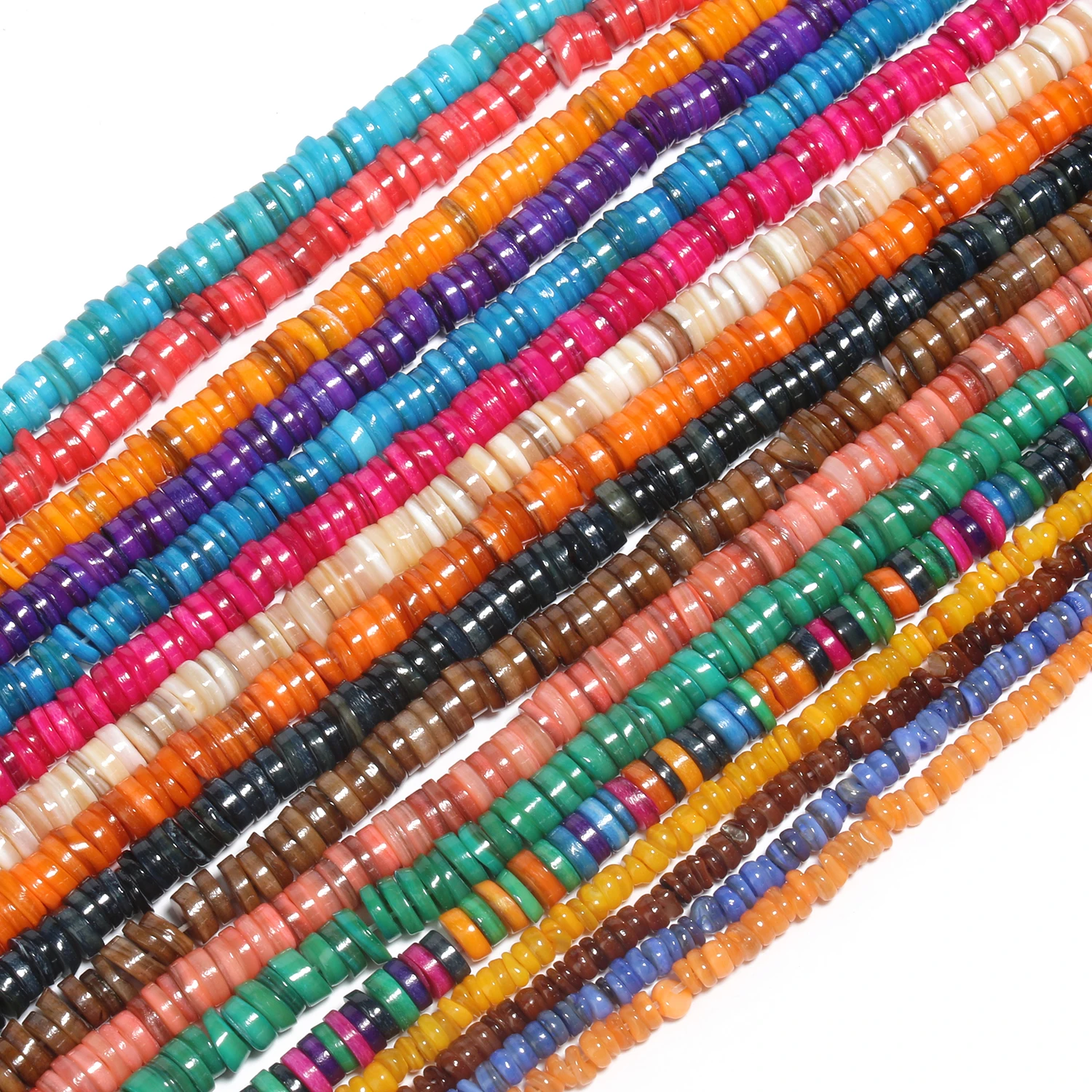 6mm-Wholesale-Freshwater-Shell-Flat-Rondelle-Beads-Heishi-Loose-Spacer ...