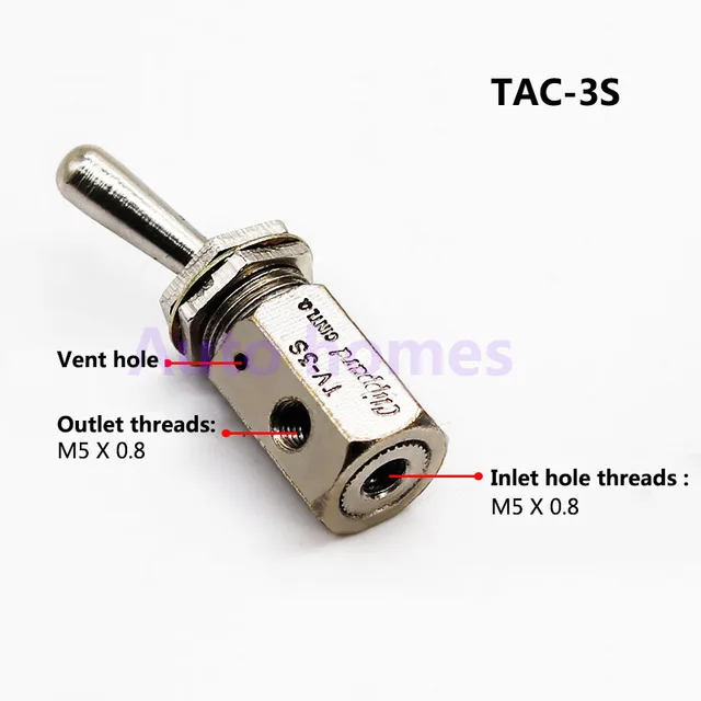 3 Port Push Button Spring Return Pinned Lever Mechanical Valve ...