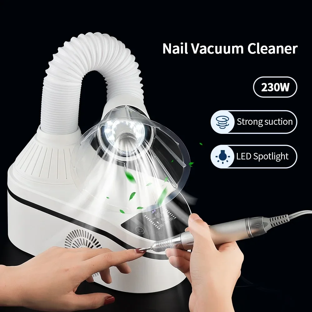 230W Strong Suction 360° Rotatable Nail Vacuum Cleaner With LED ...