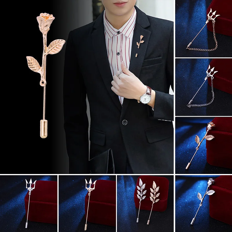 Multi-styles-Long-Needle-Insertion-Cap-Metal-Brooch-Pin-Suit-Shirt ...