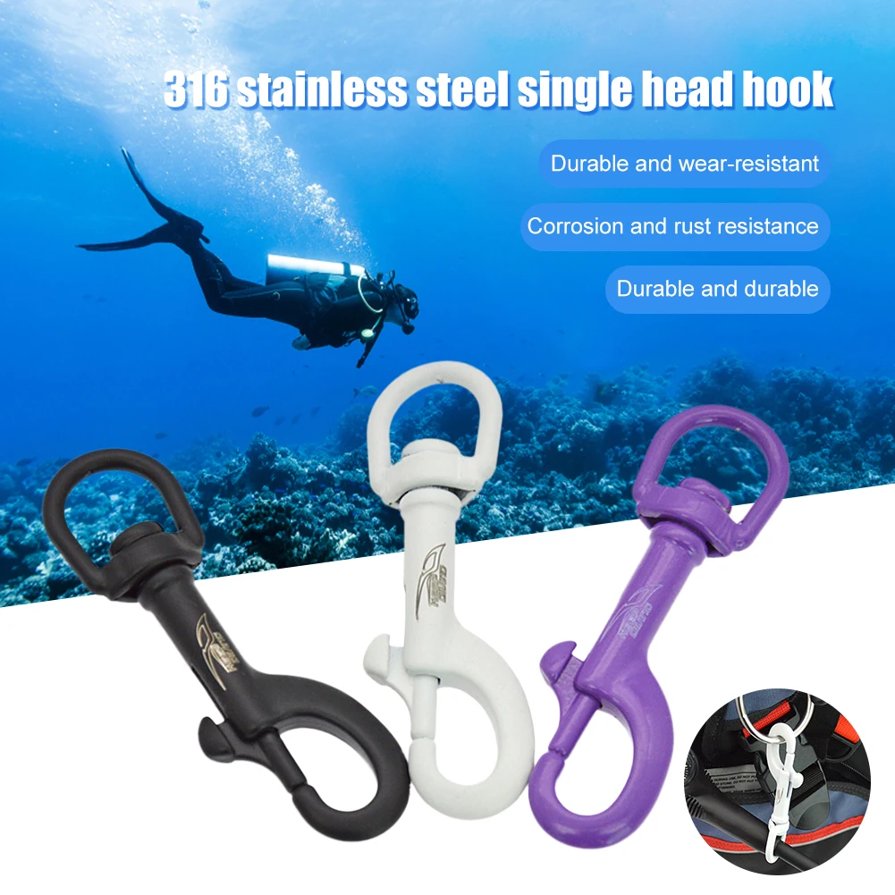 Scuba-Diving-316-Stainless-Steel-Bolt-Snap-Hook-Rotating-Single-Spring ...
