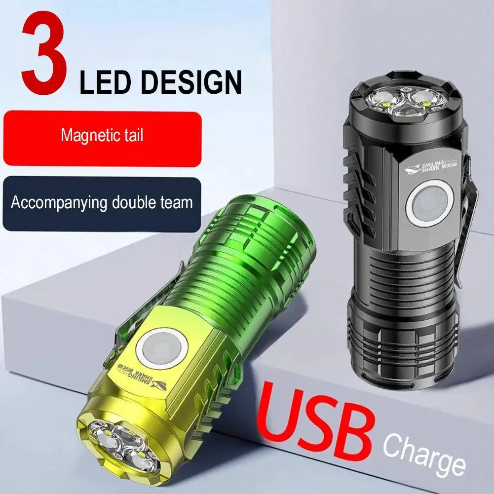 New-Ultra-Powerful-Flashlight-3-Core-LED-Mini-Tactical-Flashlight-USB ...