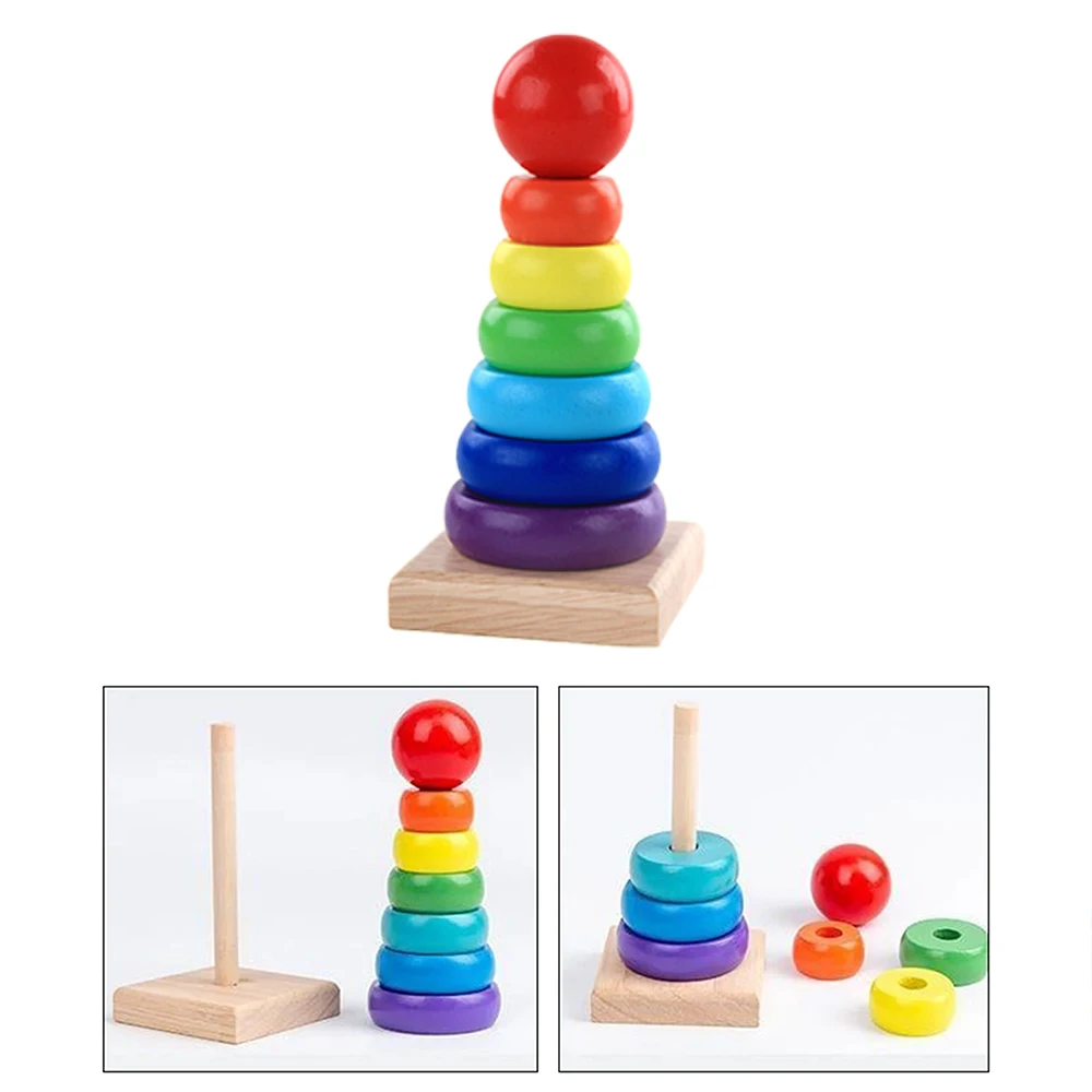 Baby-Wooden-Rainbow-Stacking-Ring-Tower-Puzzle-Toys-for-kids-Montessori ...
