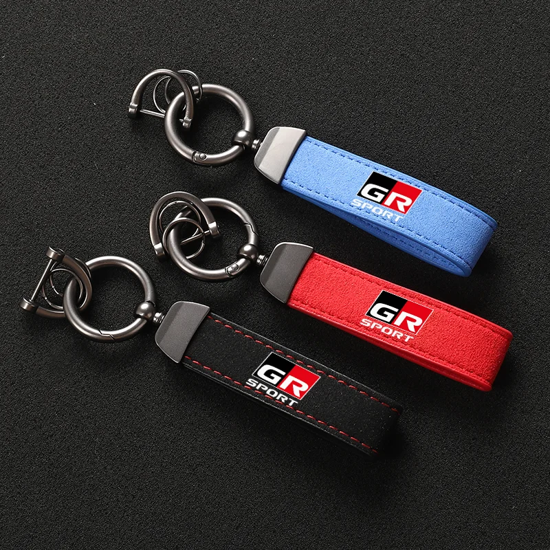 Suede Keychain Sport Key Ring Custom Gift With Logo For Toyota GR GAZOO ...