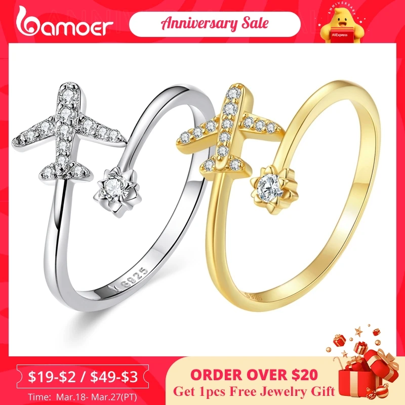 bamoer-Genuine-925-Sterling-Silver-Flying-Plane-Open-Finger-Rings-for ...