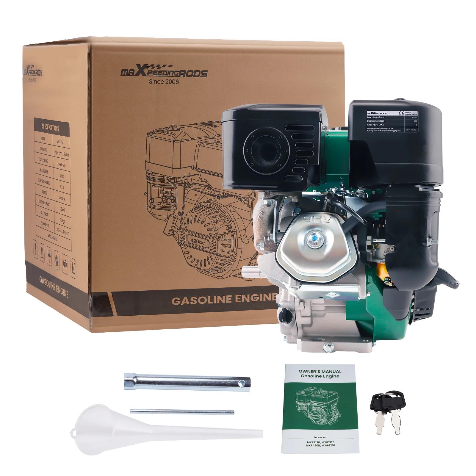 4 Stroke OHV Gasoline Engine 420cc Horizontal Engine for Karts Lawn ...