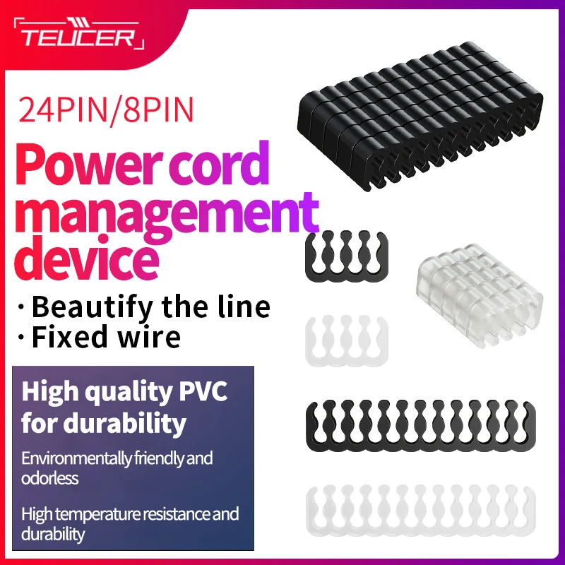 Teucer-PVC-PC-Cable-Comb-Clamp-Organizer-8Pin-24Pin-For-3-5mm-Computer ...