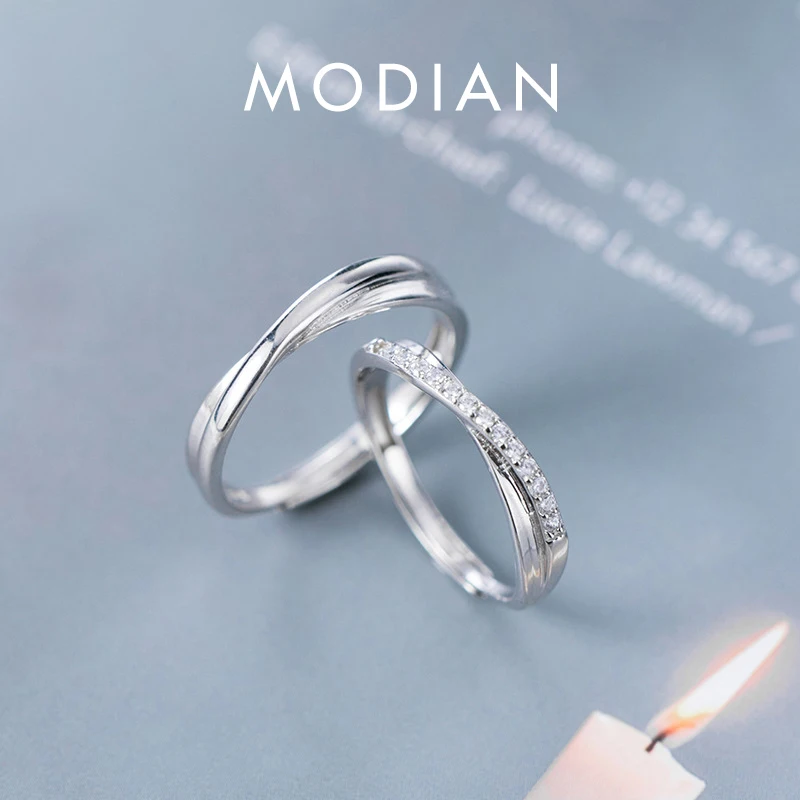 Modian Romantic Engagement Couple Rings for Men and Women 925 Sterling ...