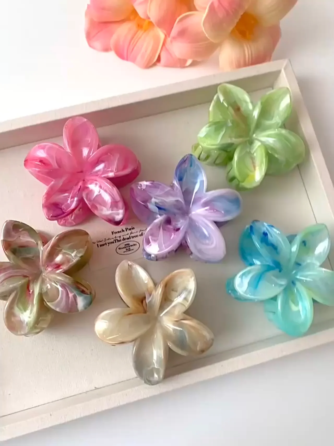 Acrylic Flower Hair Clip For Girlss Korean Summer Acrylic Flower Hair ...