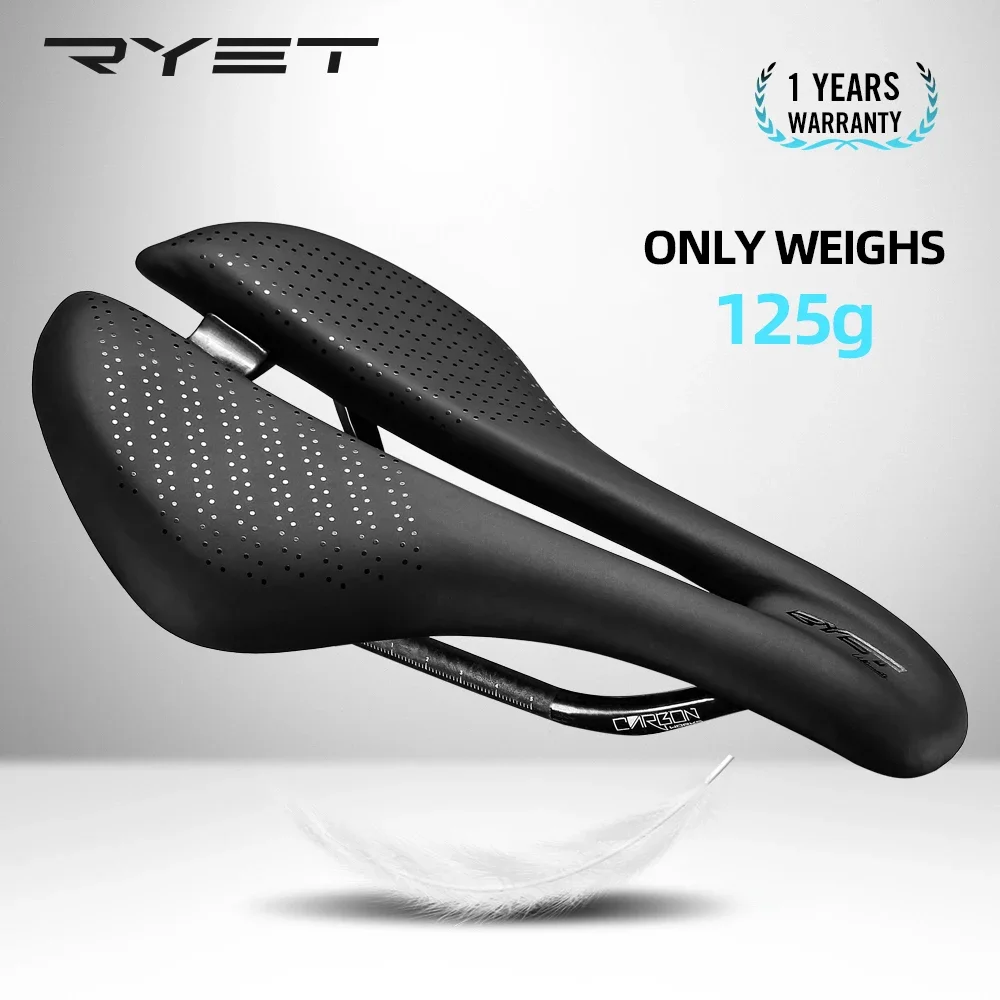 RYET Carbon Bike Saddle 125g Ultralight MTB Road Gravel Racing Seat PU ...