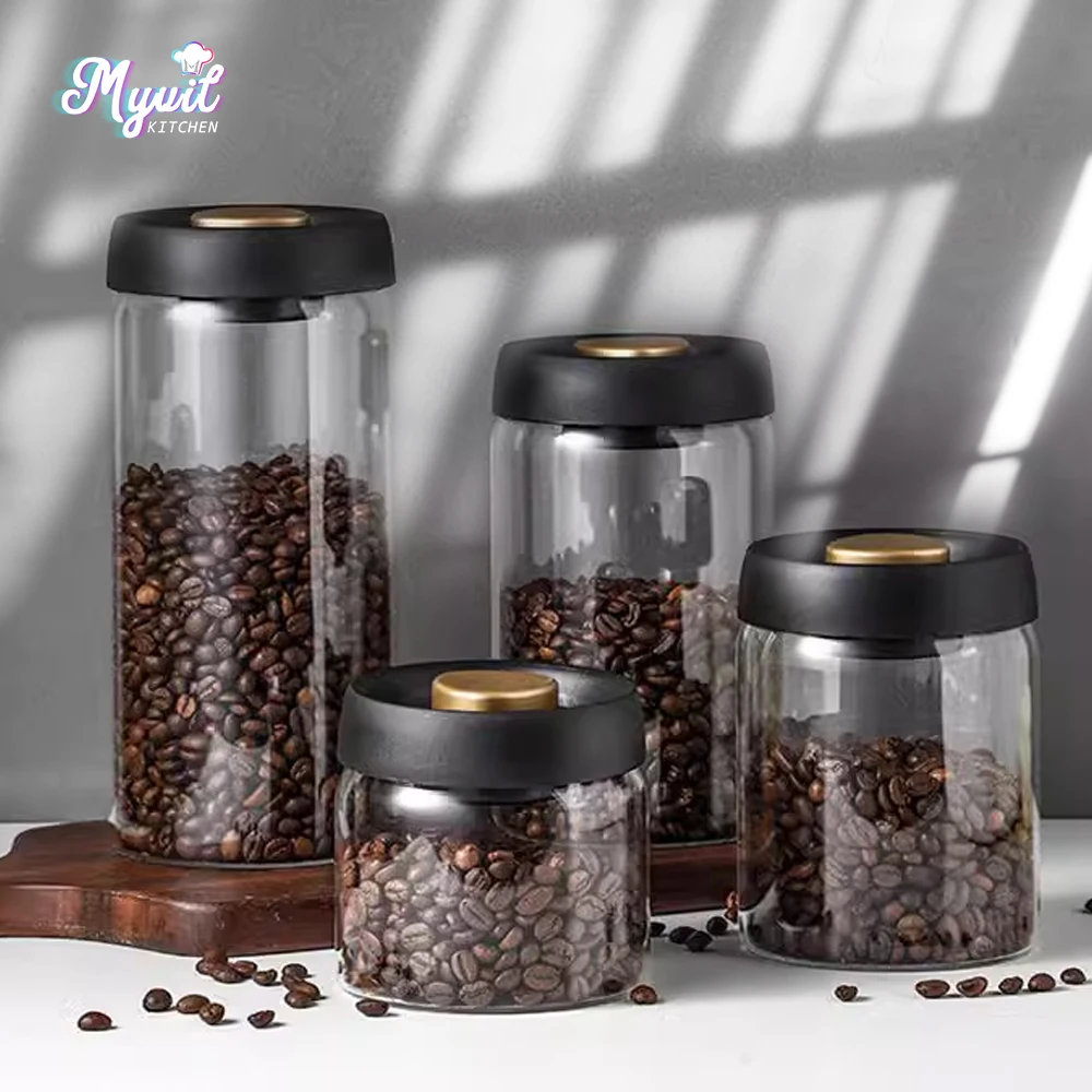 Coffee-Beans-Vacuum-Sealed-Tank-Transparent-Glass-Food-Storage-Jars ...