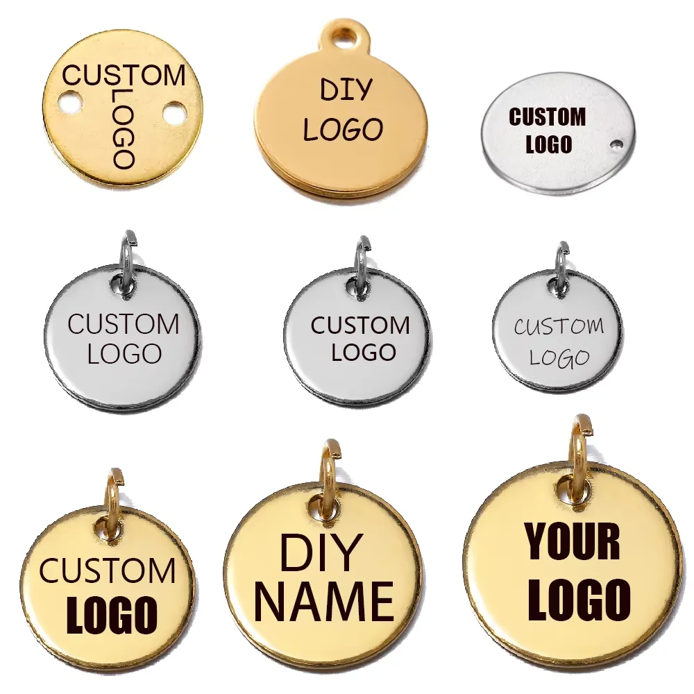 30-50pcs-Laser-Engraved-Logo-Tags-Stainless-Steel-Circle-Tag-6mm-12mm ...