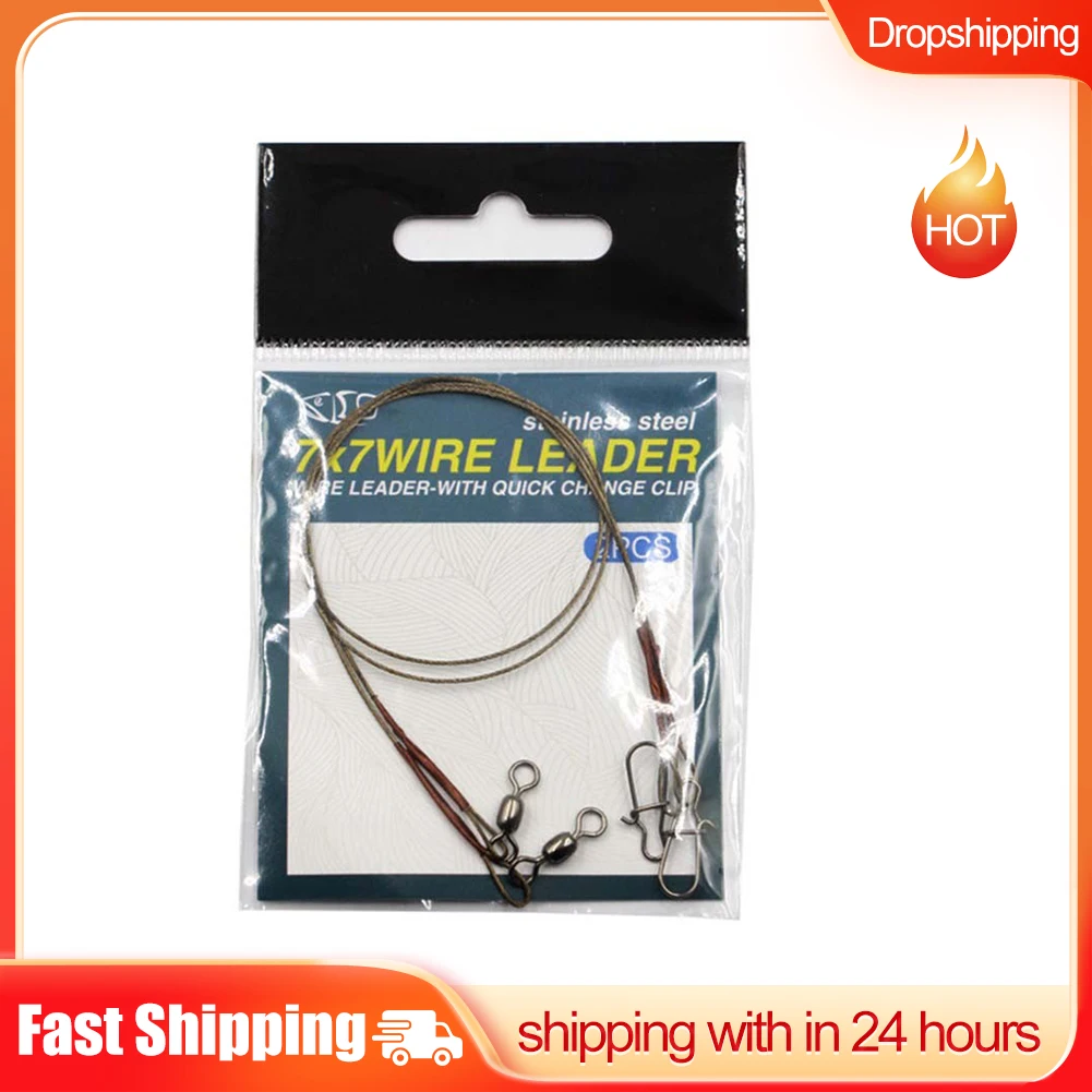 2pcs-Fishing-Line-Steel-Wire-Leader-With-Snap-Swivels-Wire-Leadcore ...