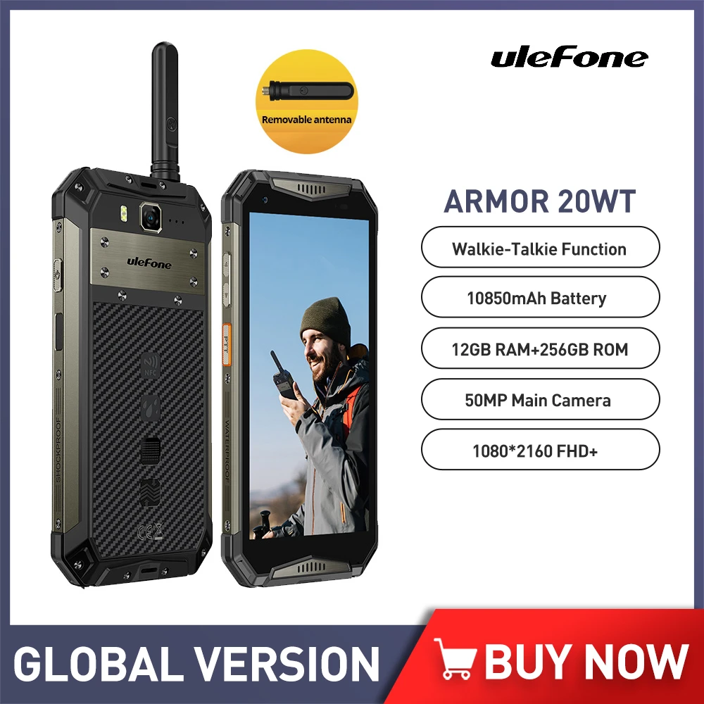 Ulefone teléfono inteligente Armor 20WT DMR, walkie talkie resistente al agua, 10850mAh, 20GB ...