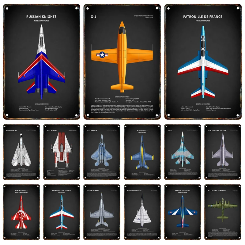 World-Famous-Airplanes-Metal-Poster-Logo-Plaque-Tin-Painting-Military ...