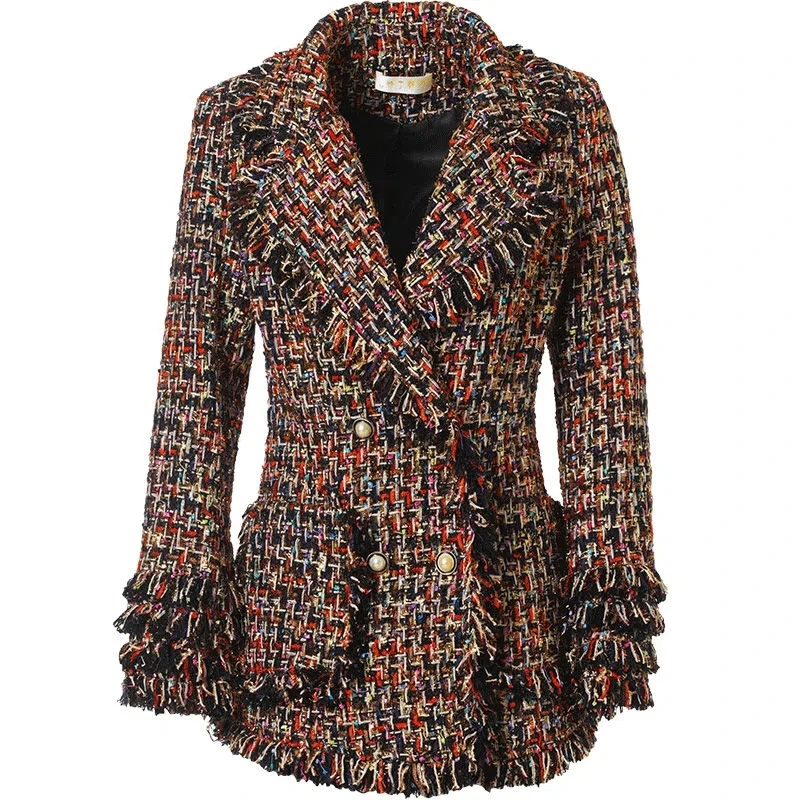Spring Autumn Fashion Tweed Jacket Women's Classic Small Fragrance ...