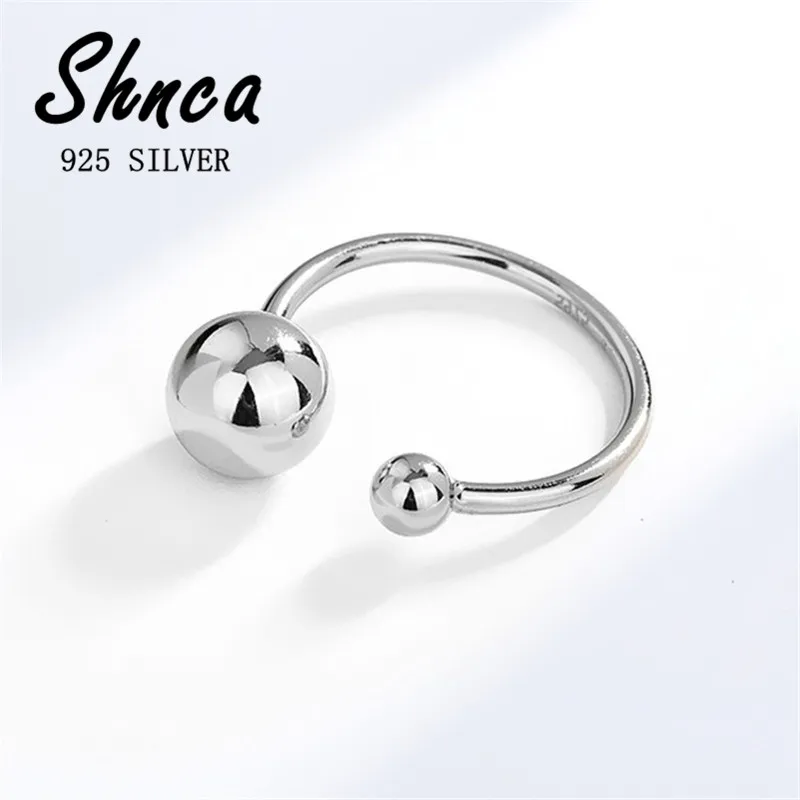 Simple-New-Trendy-925-Sterling-Silver-Double-Big-Small-Round-Ball-Open ...