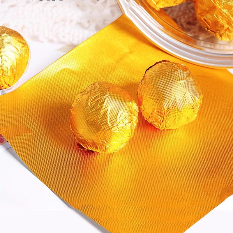 100-Sheets-12-12cm-Gold-Aluminium-Foil-Packaging-Wrapper-Paper-Wedding ...