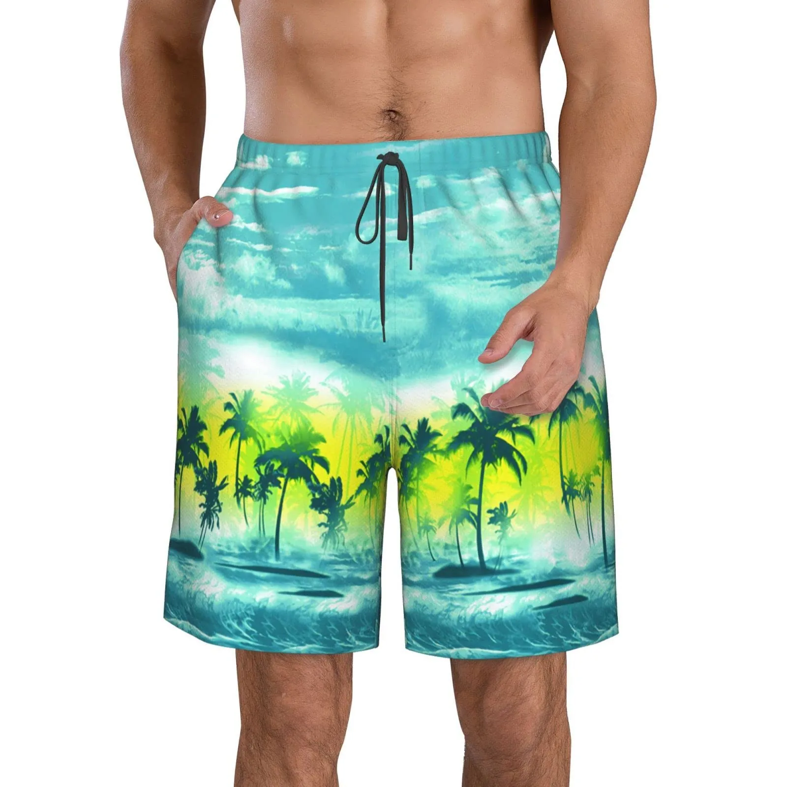 Summer Men'S Swim Trunks 2023 Quick Dry Drawstring Beach Trunks Surfing ...