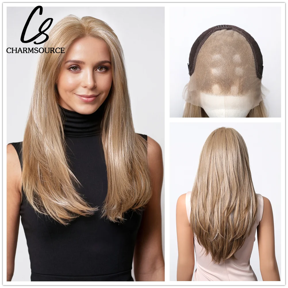 CharmSource-Synthetic-13x6-Lace-Wigs-Long-Straight-Hair-Blonde-Platinum ...