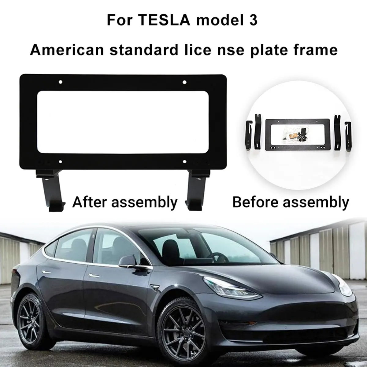 License Plate Frame For Tesla Model 3/y 2017-2021 Modification Free ...