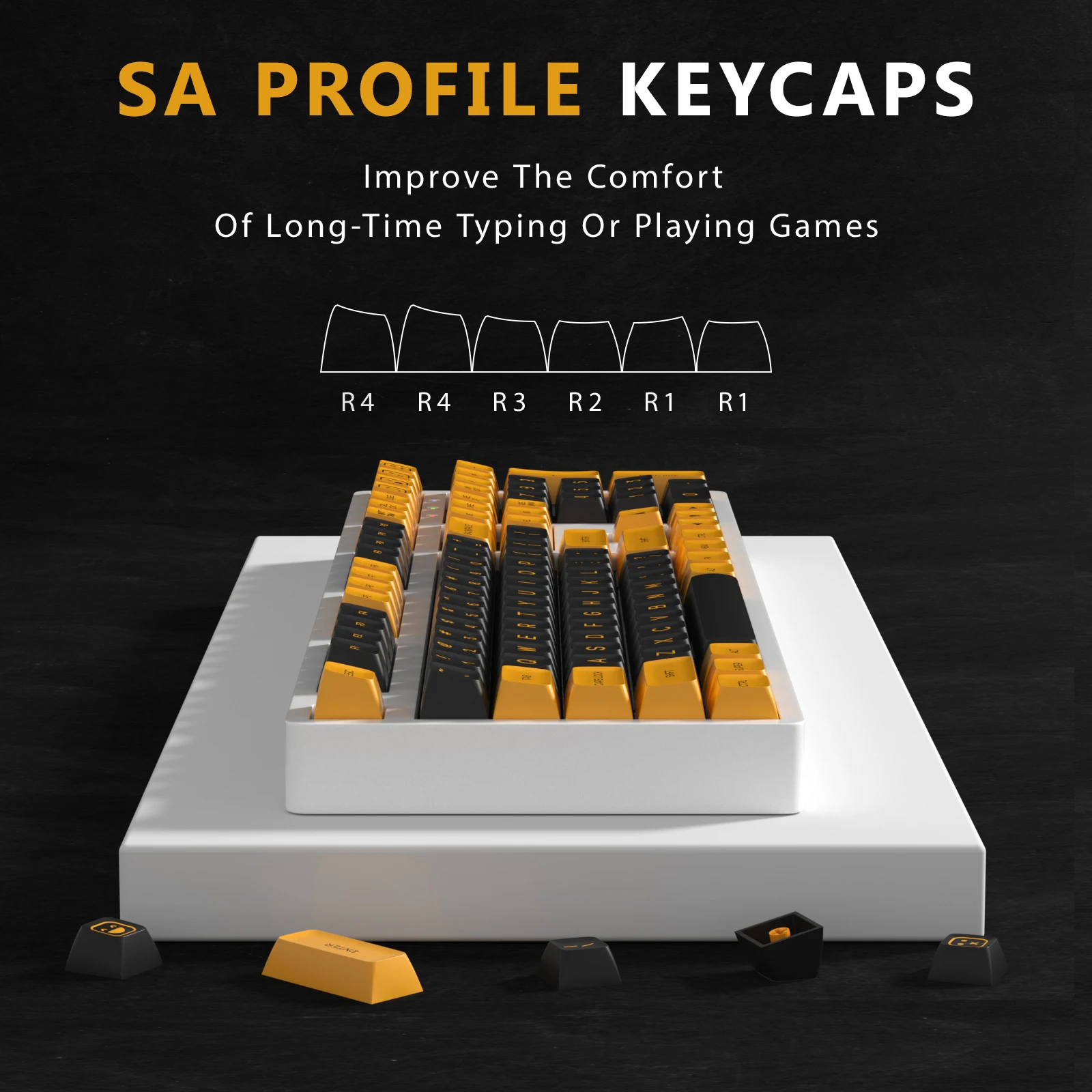 KBDiy-SA-Profile-Black-and-Yellow-Keycap-for-Mechanical-Keyboard ...