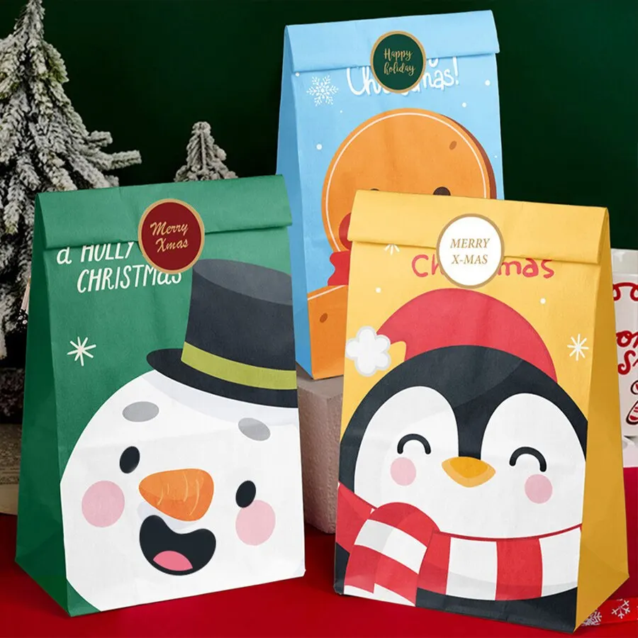 12Pcs-Candy-Cookie-Bag-Santa-Claus-Snowman-Christmas-Gift-Packing-Bags ...