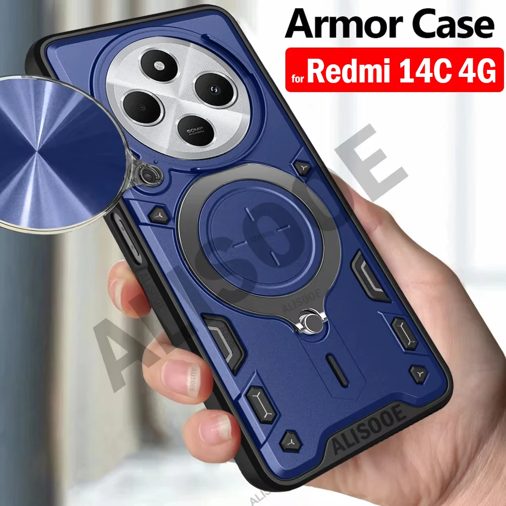 Slide Camera Funda for Redmi 14C 4G Case Ring Stand Protection Back ...