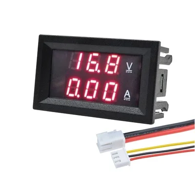 High quality DC 100V 10A voltmeter ammeter blue + red LED amp meter ...