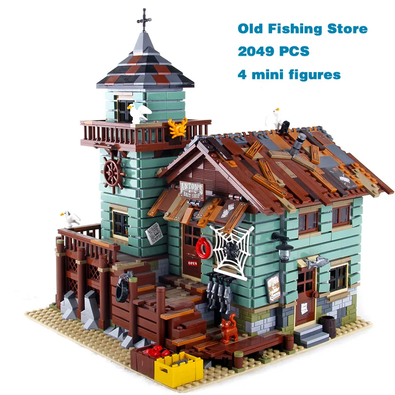 Old Fishing Store Building Blocks Bricks Fisherman House Model ...