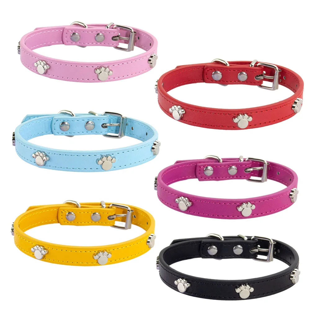 Paw-Leather-Durable-Pet-Dog-Collars-Puppy-Pug-Collars-for-Small-Large ...