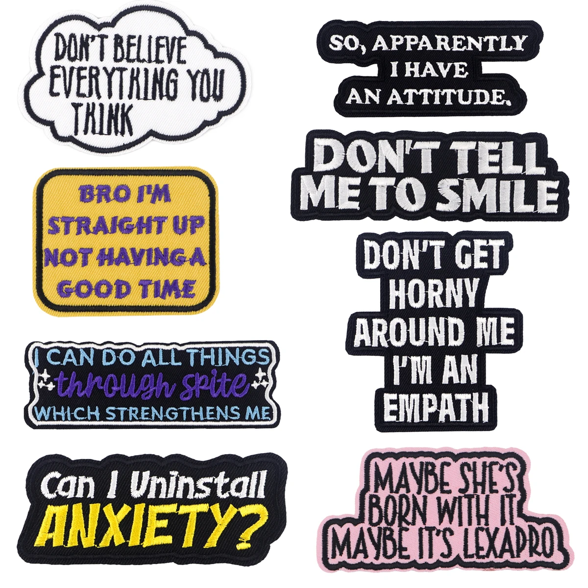 Letters-Embroidery-Patch-Funny-Quotes-Iron-On-Patches-For-Clothing ...