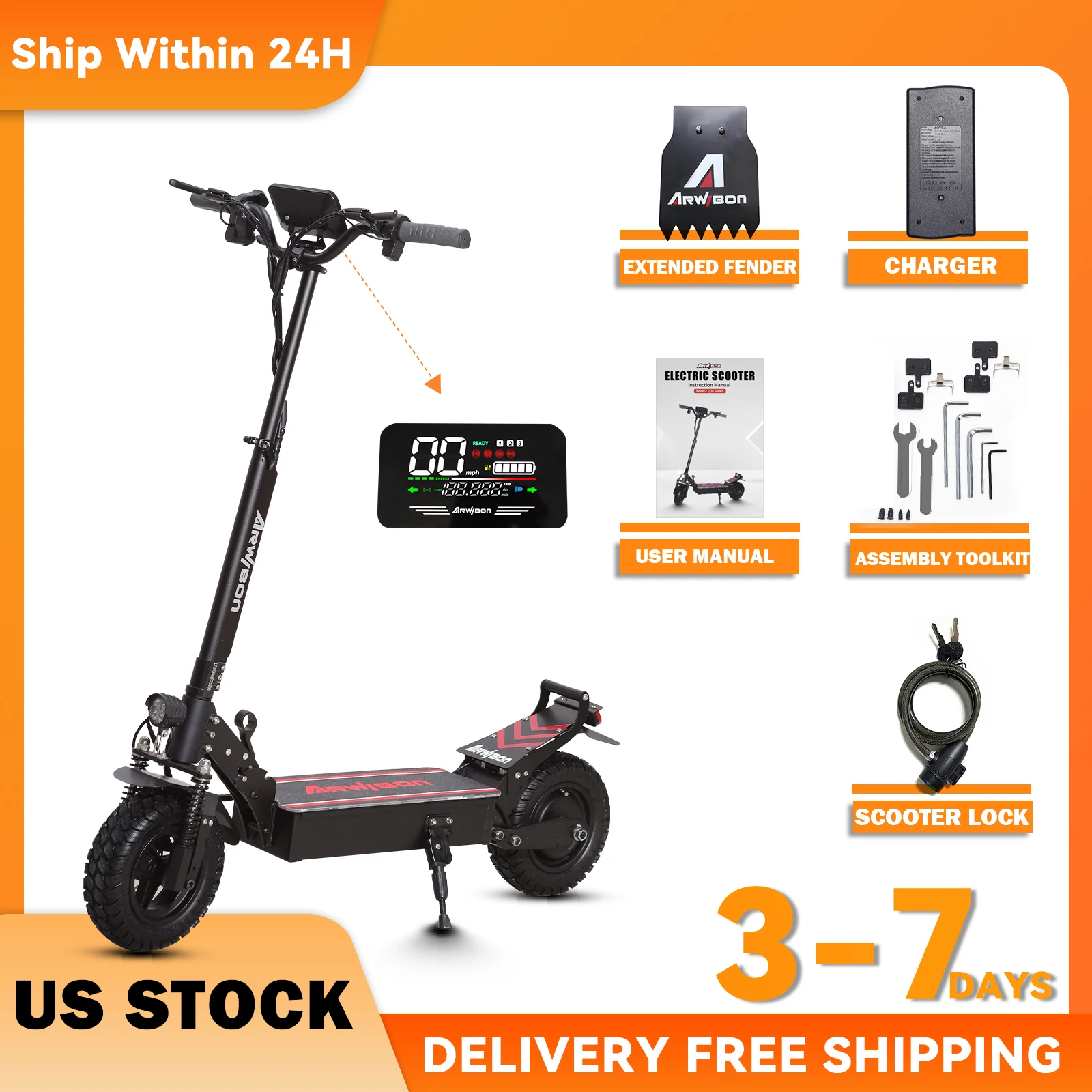 Arwibon-Q30-Adult-Electric-Scooter-2500W-Motor-Top-Speed-38-MPH-48V16AH ...