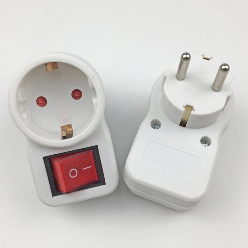 1pc European Type Conversion Plug With Switch Neon Indicator 16a Travel ...