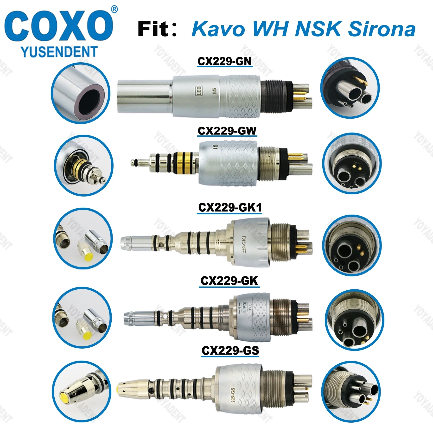COXO Dental 6Pin LED Coupling For Fiber Optic High Speed Handpiece Fit ...