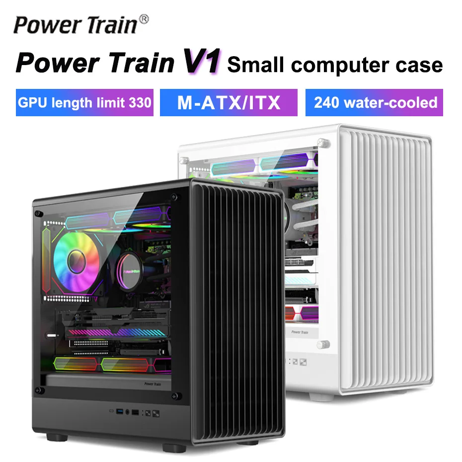 Power Train V1 MATX Case Desktop Computer Side Transparent Glass ...