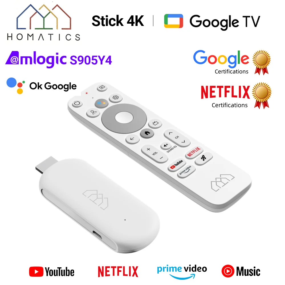 HOMATICS-4K-TV-Stick-Netflix-Certificaci-n-Google-2GB-LPDDR4-32G-ROM-Amlogic-S905Y4-Soporte ...