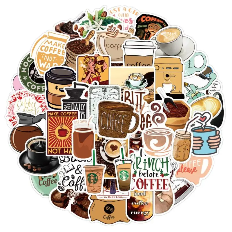10-30-50pcs-Coffee-Stickers-cartoon-Aesthetic-Kids-Toy-Graffiti-Sticker ...