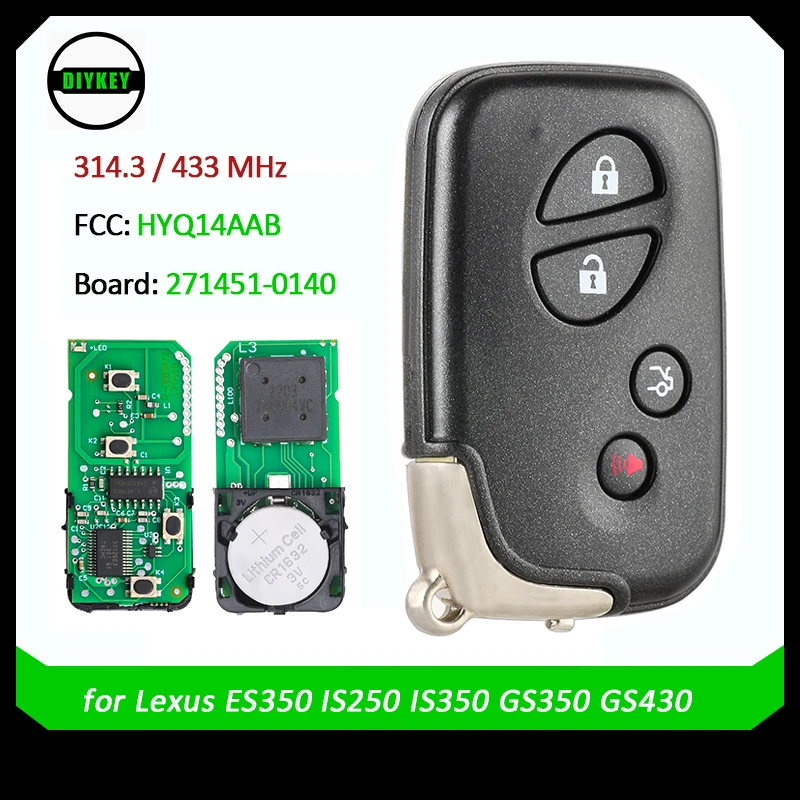 Diykey Smart Key Keyless Remote Fob For Lexus Es350 Gs350 Gs430 Gs450h ...