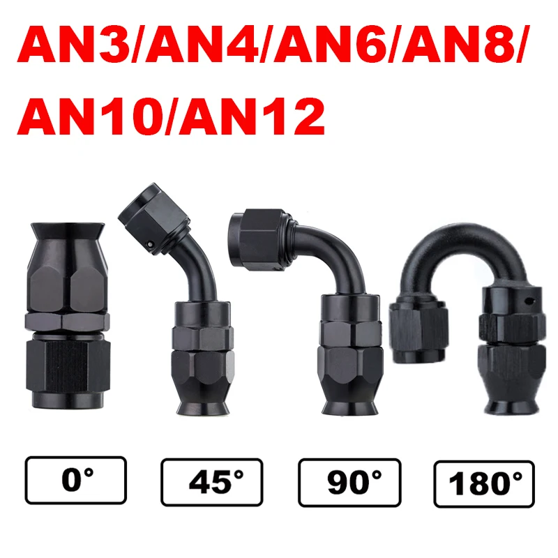 For Swivel PTFE Oil Fuel Line Hose End Fitting AN3/4/6/8/10/12 Straight ...