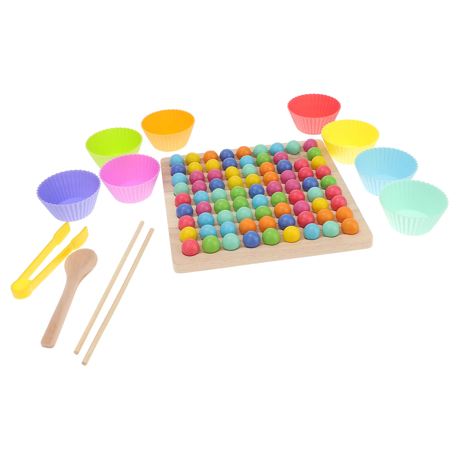 Color-Beads-Match-Kids-Car-Toys-Board-Game-Rainbow-Wooden-Peg-Birthday ...